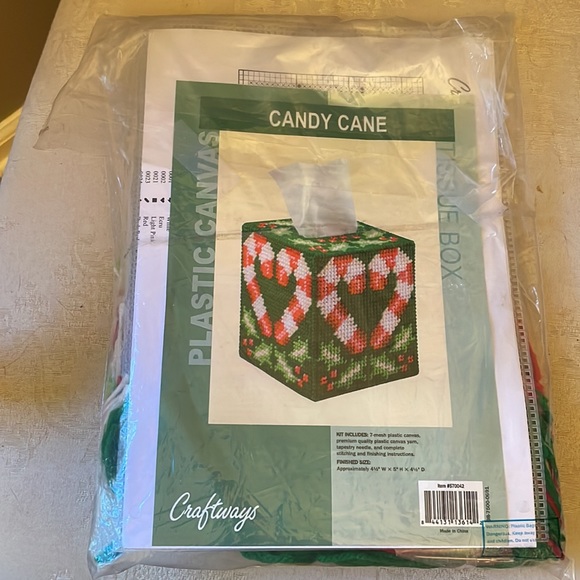 Craftways | Art | Vintage Craftways Candy Cane Plastic Canvas Tissue ...